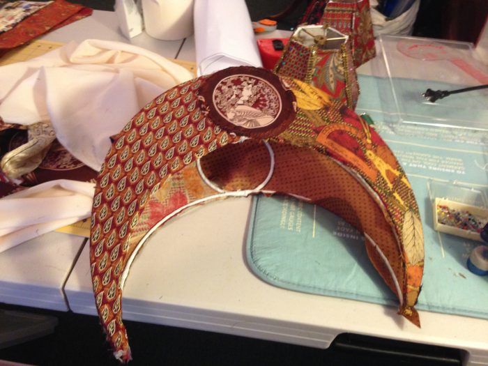 Handmade Crescent Lampshade on Birdcage Stand - Fantasy Decorating